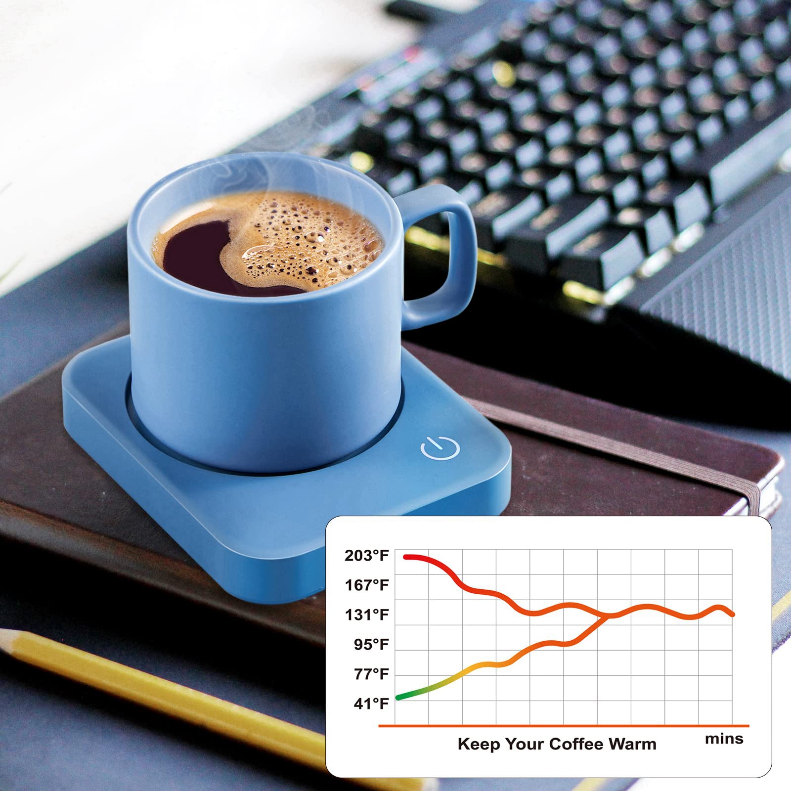 VOBAGA Coffee Mug 11 oz Tea Cup with Flat-Bottom Warming Coffee Milk for Office and Home(Pink