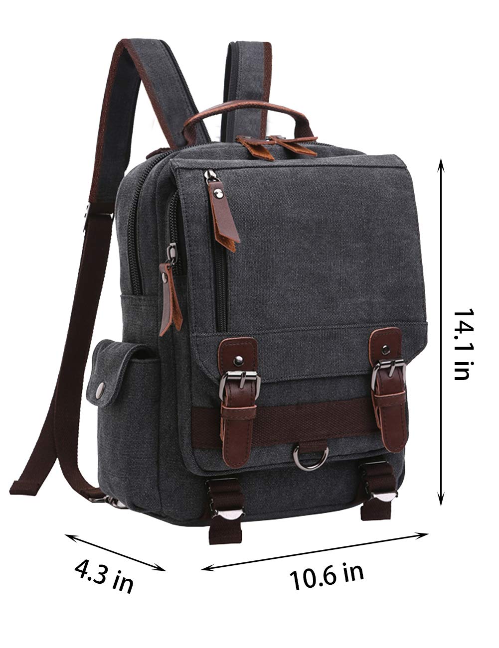 mygreen Sling Canvas Cross Body Messenger Bag Shoulder Backpack (Black-Zipper Shoulder)