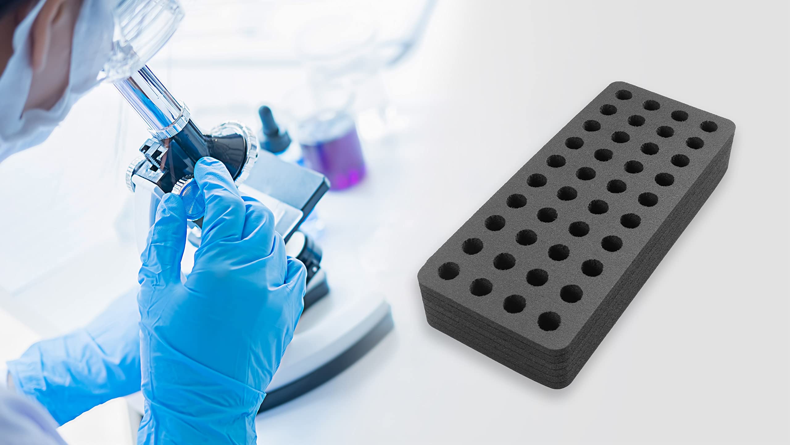 Polar Whale 2 Test Tube Racks Durable Black Foam Storage Holder Organizer Stand Transport Holds 40 Tubes Fits up to 18mm Diameter