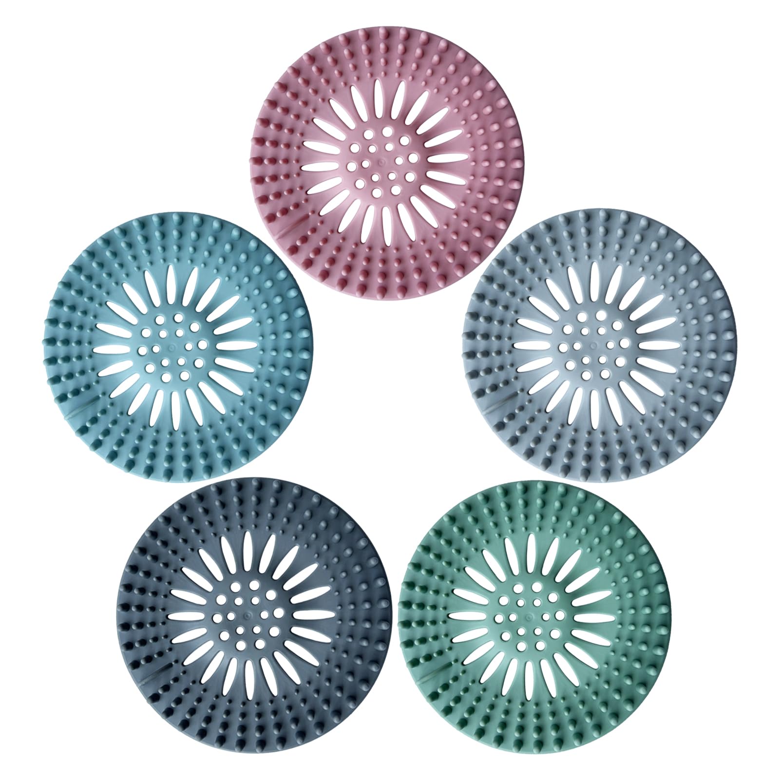 Shower Drain Hair Catcher Durable Silicone Hair Stopper Shower Drain Covers Easy to Install and Clean Suitable for Bathroom Bathtub Tub and Kitchen 5 Pack