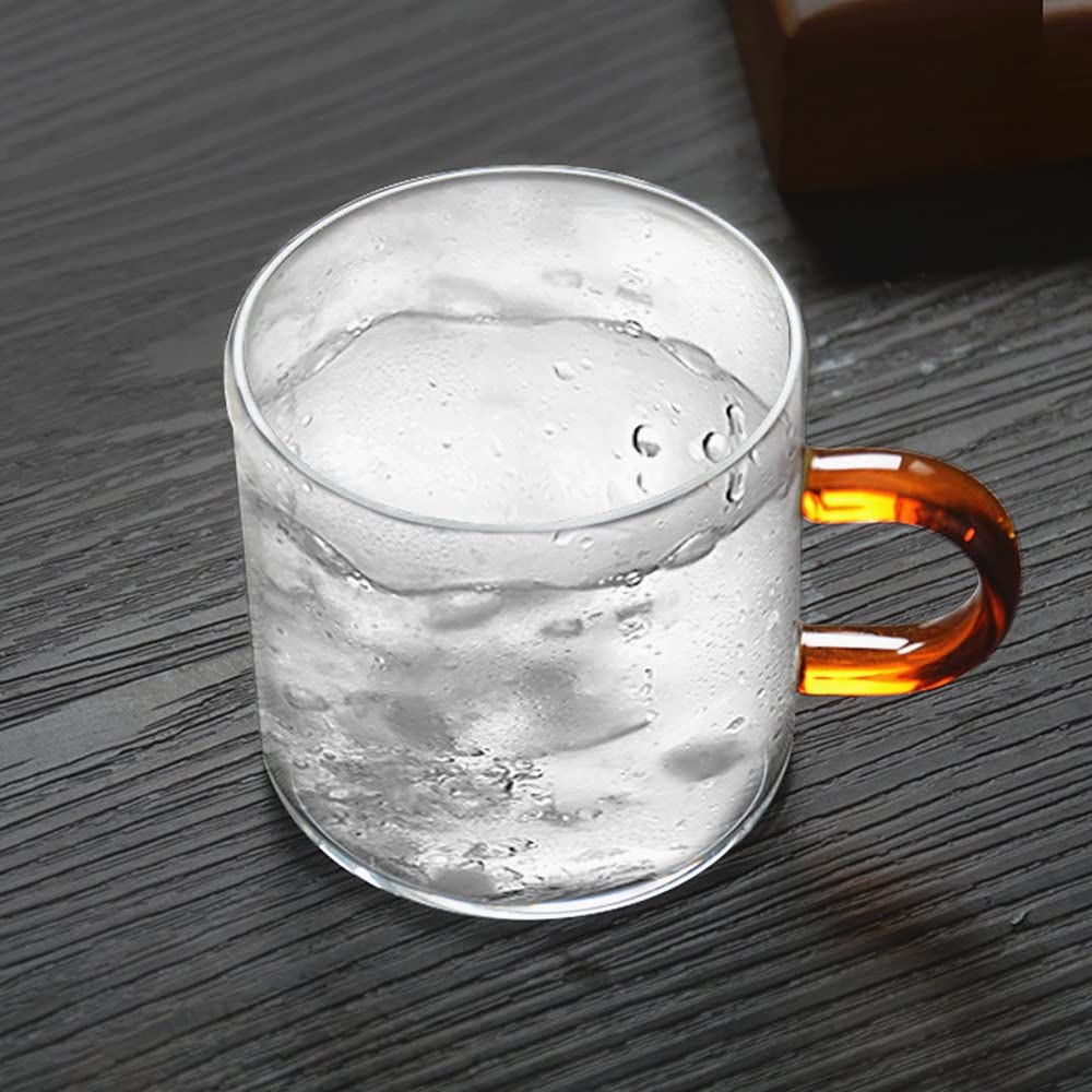 XIYUAN Clear Glass Coffee Mugs Set of 6,Small glass mugs with handles, Borosilicate Glass Coffee Cups Drinking GlassesPremium Glass Tea Cup set,for Latte, Mocha, Cappuccino, Tea and Juice