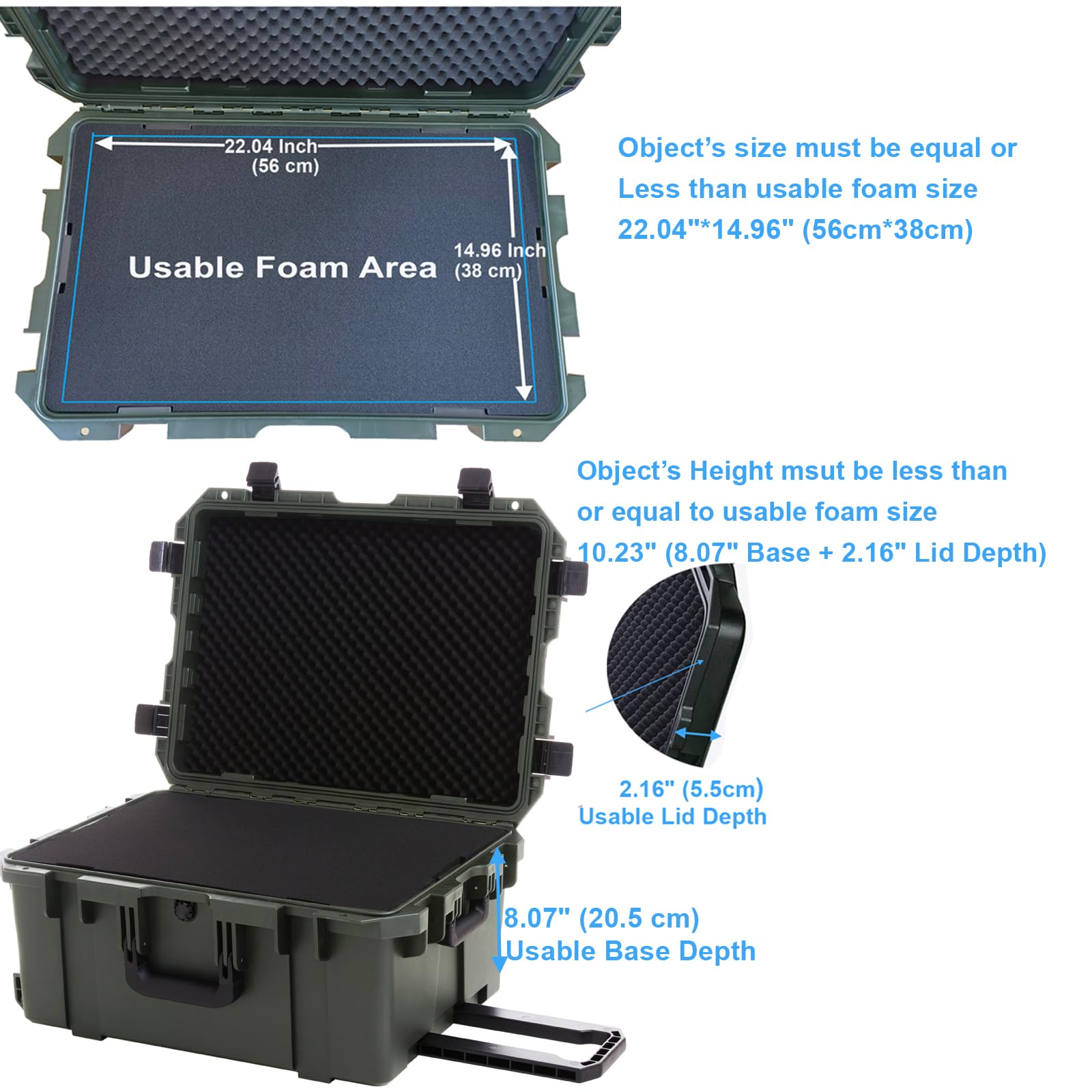 Regetek 27 Inch Waterproof Hard Case with Wheels,Customizable Foam,Rolling Hard Case for cameras,lenses, Camcorder,Drone,Instrument,equipment, tool, IP67,Shockproof,Gear Roller Case 27"x 20"x 13"