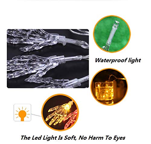 Shanyuna Halloween String Lights Outdoor Lights Battery Powered - 2.5/5M 20/40LED Ghost Hand Light Up Your Home Patio Garden Indoor for Halloween Party Decorations Decor (5M - 40LED)