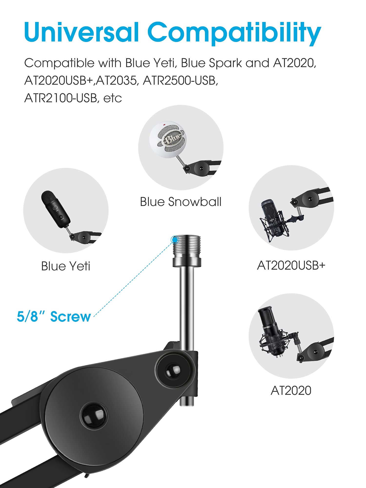Puroma Microphone Arm Stand Adjustable Suspension Boom Scissor Arm Stand Upgraded Heavy Duty Microphone Stand with 5 Ties for Blue Yeti, Snowball, and Blue Yeti Nano (Medium)