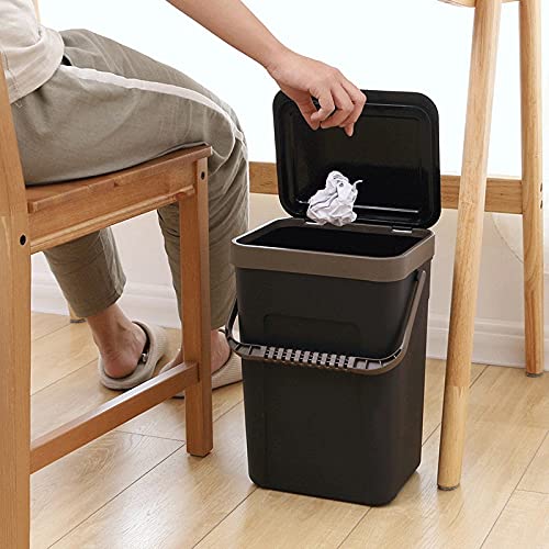 MYRRHE Cans, Trash Can Kitchen Wall Mounted Garbage Bin Recycle Compost Bin Bathroom Dustbin (Color : Brown)