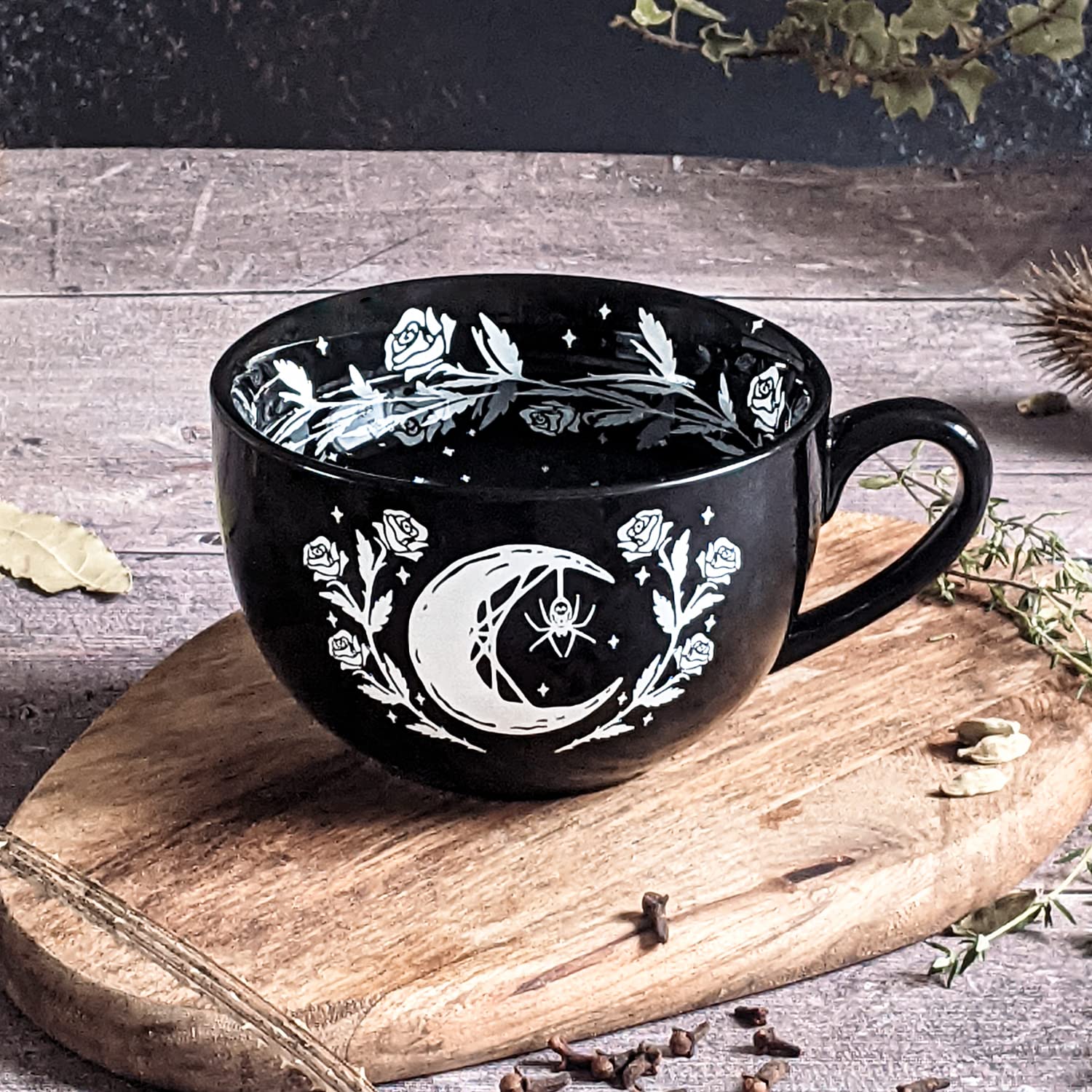 Rogue Wolf La Lune Large Gothic Moon Mug - Halloween Decor Ceramic Cup for Tea/Coffee