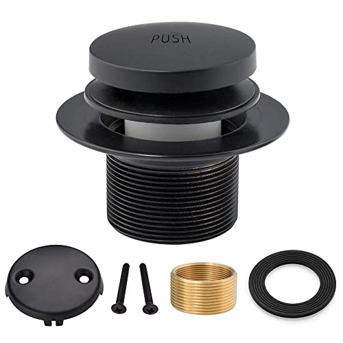 ZUAGCO Tub Drain Black - Tip Toe Bath Tub Drain Kit with Two-Hole Overflow Faceplate, Replacement Bathtub Drain Trim Set Assembly with Universal Fine Thread & Coarse Thread Matte Black