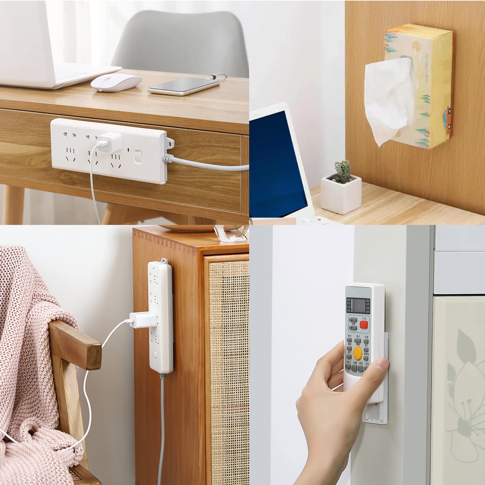 Socket Holder, Adhesive Punch-Free Socket Holder, Power Strip Holder,Power Bar Holder (8PCS)