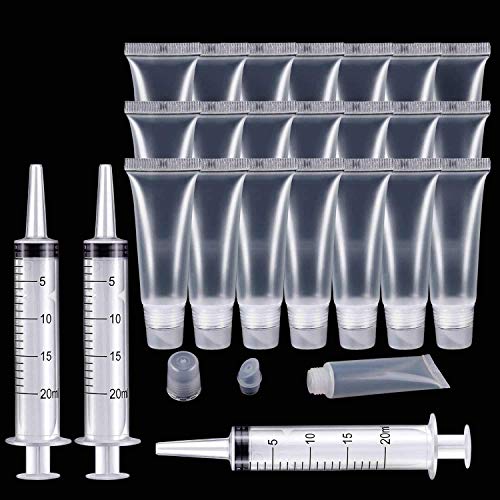 Rolybag 22 Packs Lip gloss Empty Tubes Containers(10ml),Travel empty bottle,Refillable Soft Cosmetic Squeeze Tubes For Women &Girls DIY Lip Gloss Cosmetics
