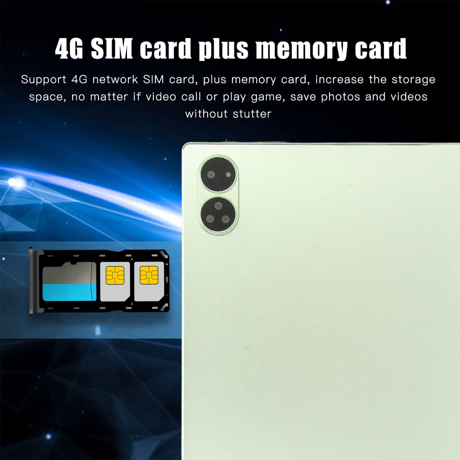 SHYEKYO Portable Tablet, 10.1 Inch Tablet 4G Network Dual Cameras 8 Core CPU for Office (US Plug)