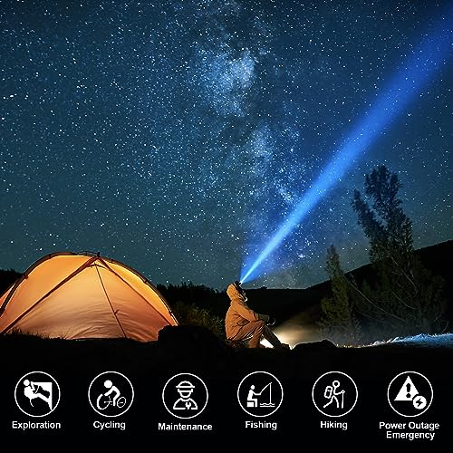 Rechargeable Headlamps for Adults, Head Flashlight, Waterproof Headlamp with Motion Sensor and Swivel Zoom Function, Ideal for Camping, Fishing, and Hiking
