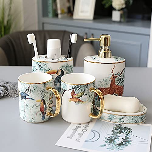 Soap Dispenser 6-Piece Set Animal Pattern Ceramic Kitchen Soap Dispenser with Tray, for Home Hotel Bathroom, Kitchen Hotel Bathroom Accessories Soap Bathroom Dispenser