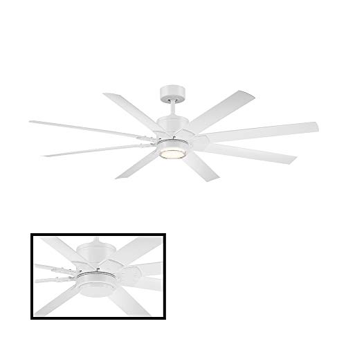 Renegade Smart Indoor and Outdoor 8-Blade Ceiling Fan 52in Matte White with 3000K LED Light Kit and Remote Control worksworks with Alexa and iOS or Android App