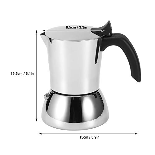 Zerodis Stovetop Espresso Maker color Stainless Steel Thermal Coffeemaker 4 Cup Stainless Steel Coffee Maker and Moka Pot Classic Italian style Black Espresso Coffee Pot