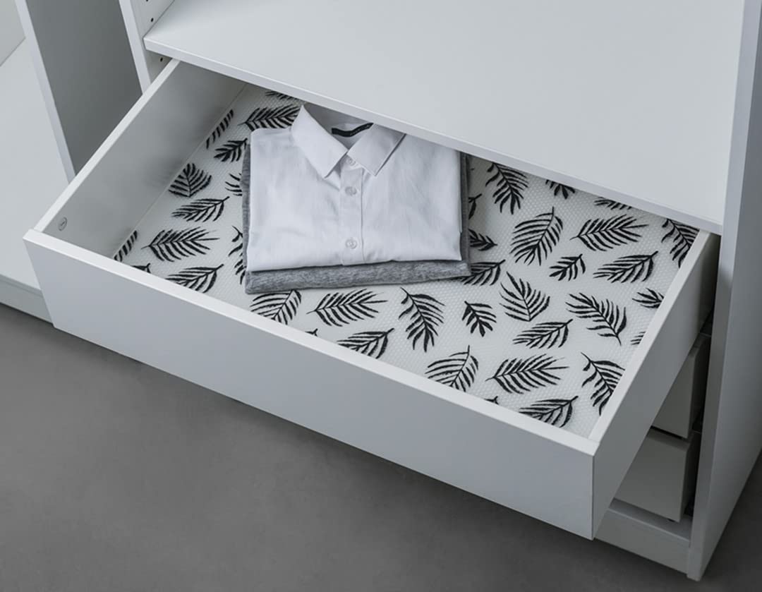 Shelf Liner for Kitchen Cabinets Non-Adhesive Leaf Drawer Liner Non-Slip Refrigerator Liner Waterproof Fridge Pad Cupboard Mat Easy Placemats, Ideal for Wire Pantry Bathroom, 17.7"× 59"