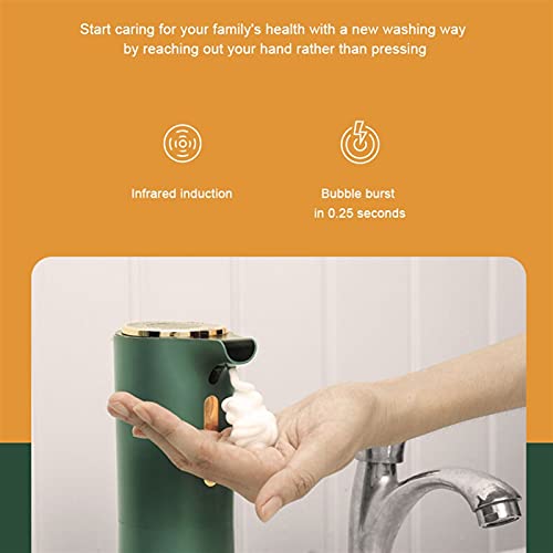 Soap Dispenser Automatic Soap Dispenser Intelligent Foaming Soap Dispenser Touchless,for Bathroom Kitchen Home, Color: Green, White Bathroom Soap Dispenser (Color : Brass)
