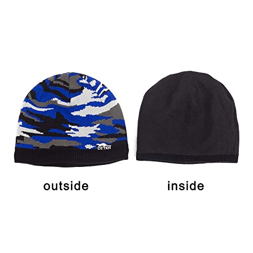 OTTER Waterproof, Windproof, Breathable - Beanie Knit Hat for Cold Weather Available in 7 Colours (Blue Camouflage)