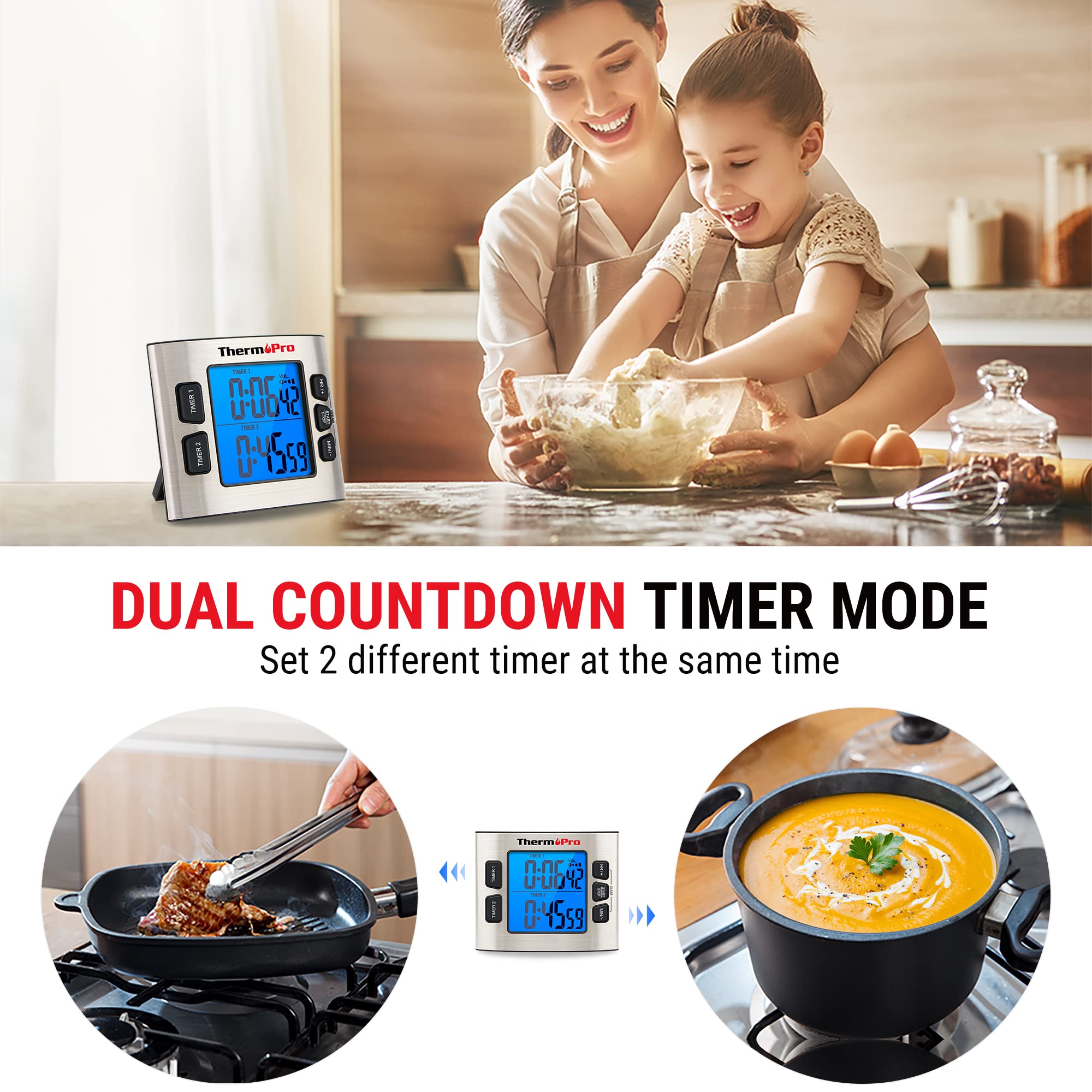 ThermoPro TP49 Digital Hygrometer Indoor Thermometer+ThermoPro TM02 Digital Kitchen Timer