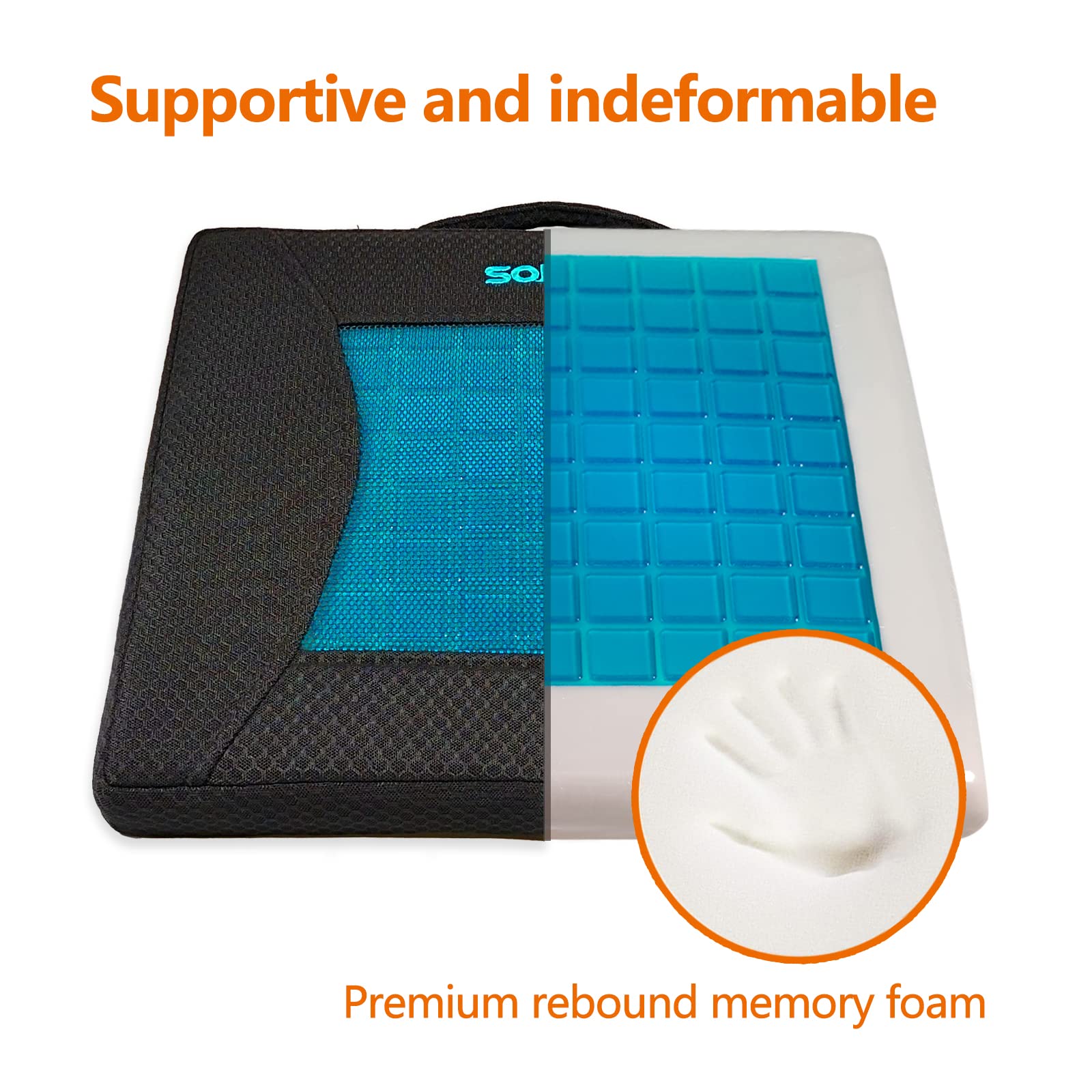 Sojoy Gel Enhanced Seat Cushion,Non-Slip Gel&Memory Foam Coccyx Cushion,Home Office Chair Pad,Car Truck Driver Seat Cushion for Tailbone Back Pain Relief