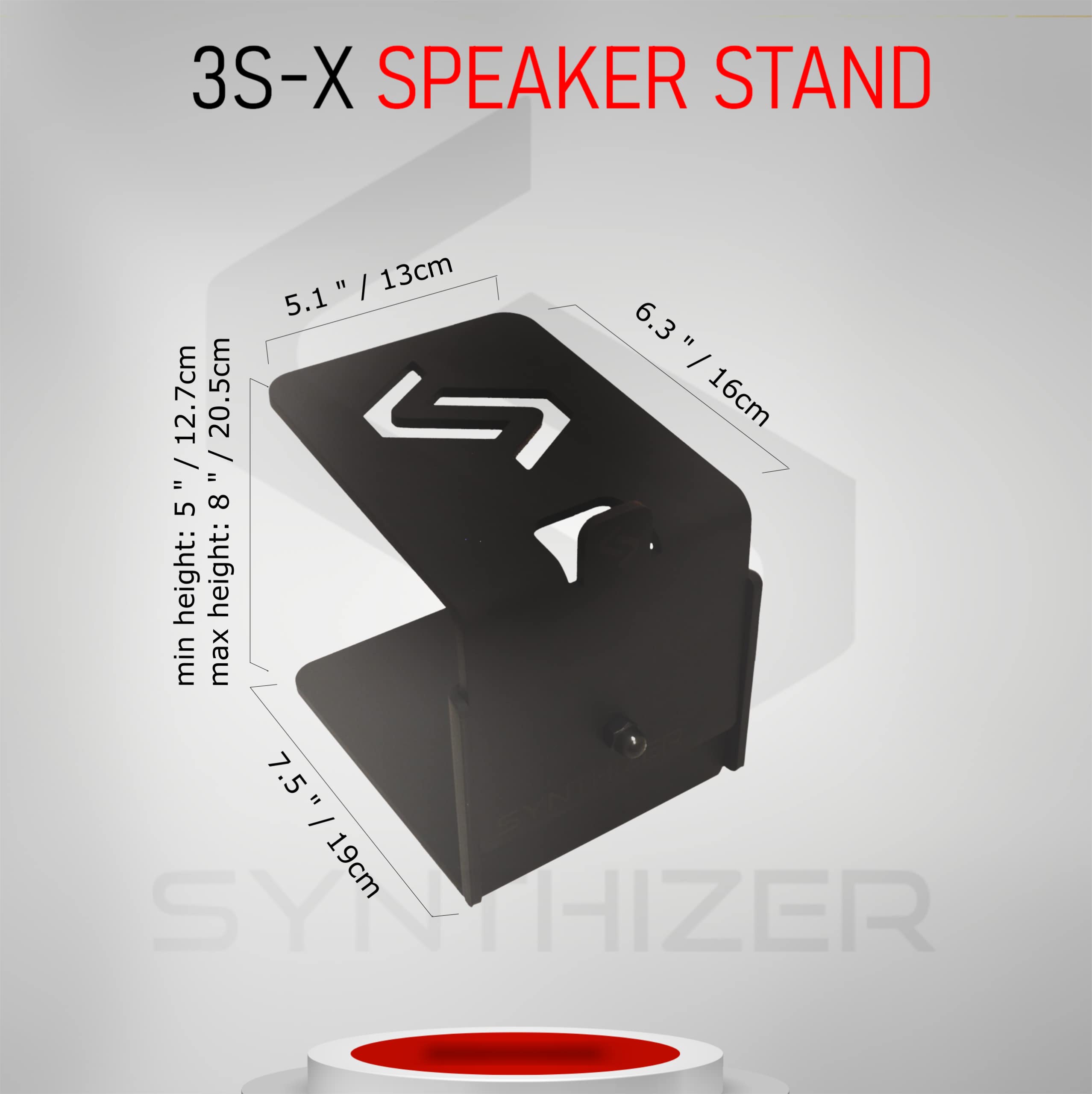 Synthizer Desktop Speaker Stands, Pair of Adjustable Monitor Speaker Riser up to 20lbs Capacity per Desk Speaker Stand with Small Audio Isolation Pads Included (Black)
