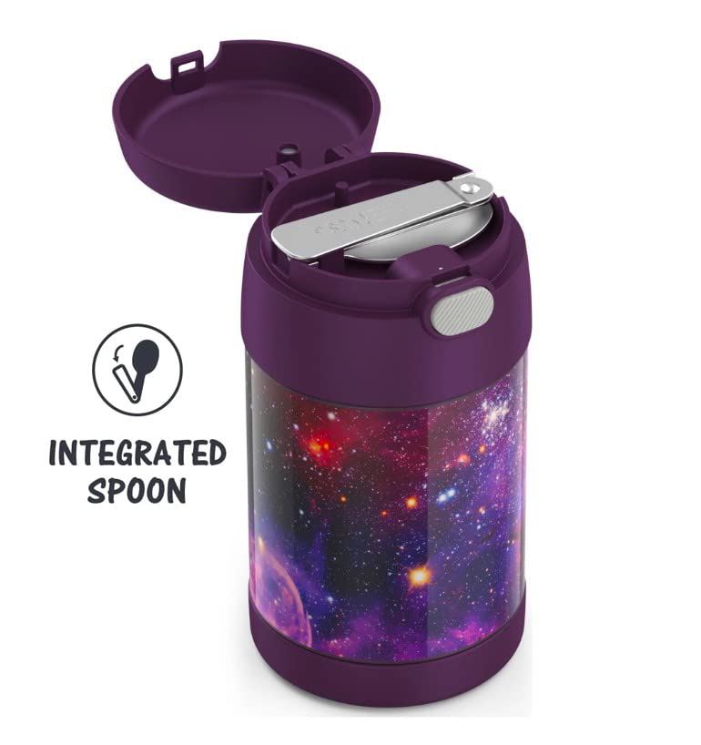 THERMOS 16oz/470ml Stainless Steel Vacuum Insulated Food Jar with Spoon, Galaxy Purple