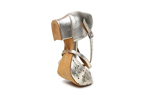 USinishion GL210A WoUSen's Cutout Gold Leather Latin Professional Dance Shoes Wedding Evening Sandals 10 US