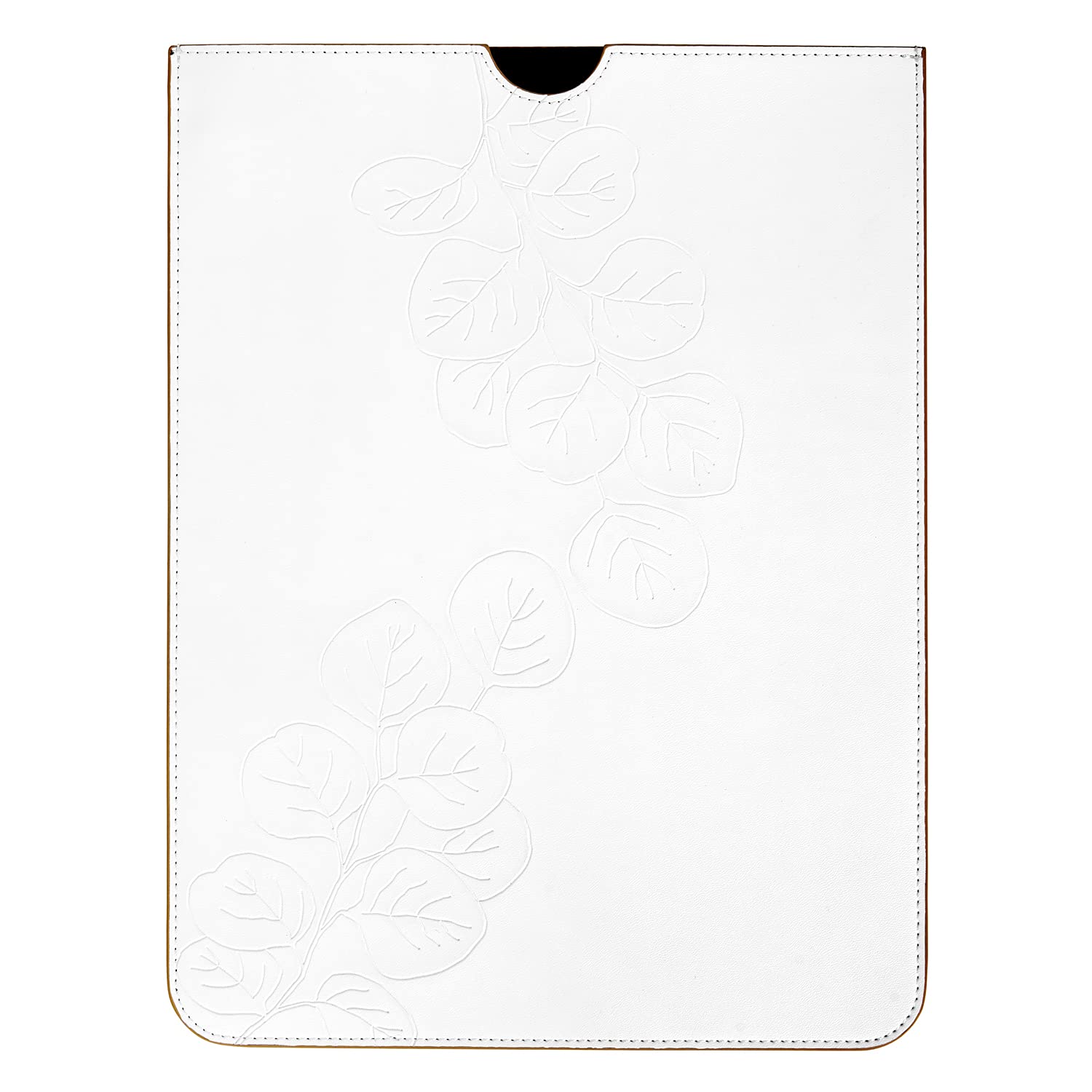 Tablet Sleeve - White: Kindness. Debossed Leaf Detailing. Easy Slide in Pocket with Soft Interior Fits All 12" Tablets. Perfect for Monogramming by kikki.K