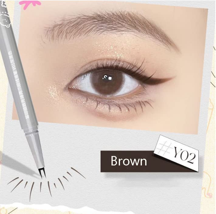 Rednow 2Pcs Double Tip Lower Eyelash Pencil, Waterproof Anti-Smudge Lashes Pencil,Natural Lower Eyelashes Pen Super Slim Eye Liner (Black+Black)