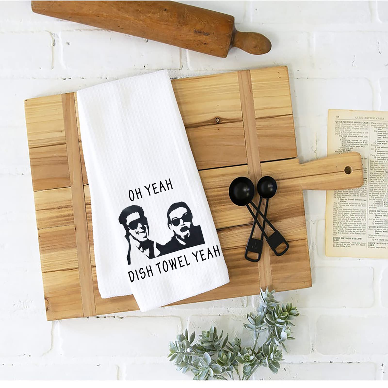 WCGXKO Funny Music Pun Decorative Flour Sack Dish Towel Oh Yeah Dish Towel Yeah Kitchen Towels Tea Towel (Dish Towel Yeah)