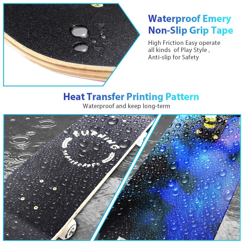 PHOEROS Skateboards -Standard Skateboards for Kids Boys Girls Youths Beginners Starter-Complete Skate Boards 31''x 8''Canadian Maple Pro Cruiser