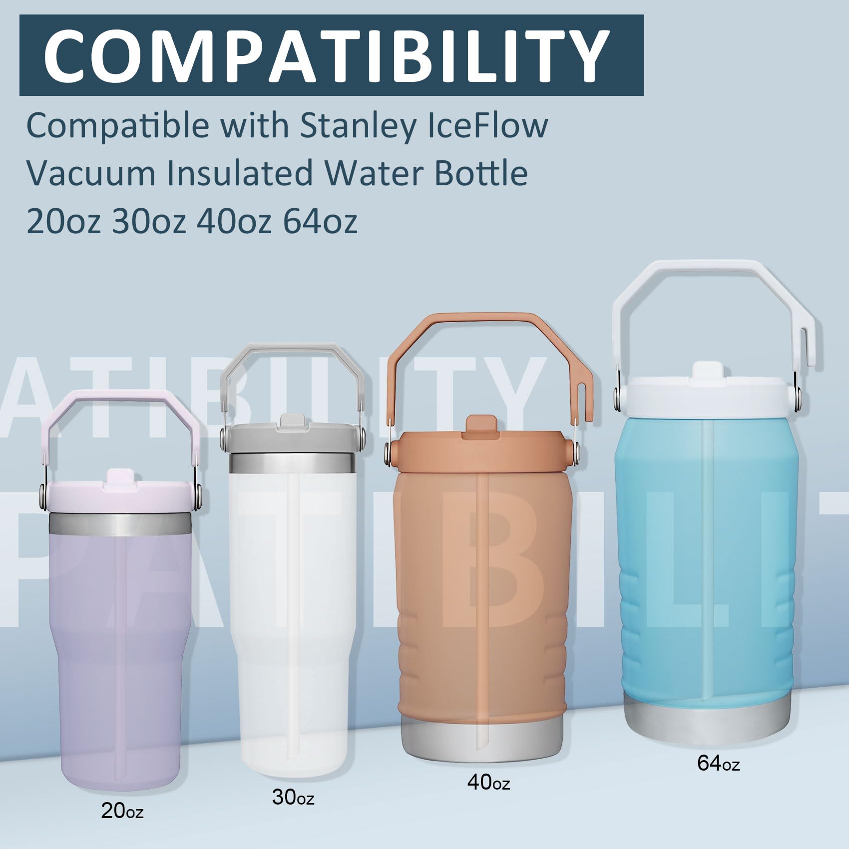 Silicon Replacement Straws Customised for Stanley IceFlow 20/30/40/64oz Water Bottle, 6pcs Reusable Straws with Cleaning Brush for Stanley IceFlow Insulated Water, Bottle Accessories