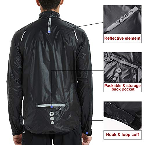 Santic Mens Cycling Jacket Lightweight Bike Jersey Windbreaker for Men Black L