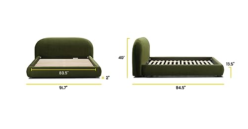 POLY & BARK Genoa King Size Bed in Distressed Green Velvet