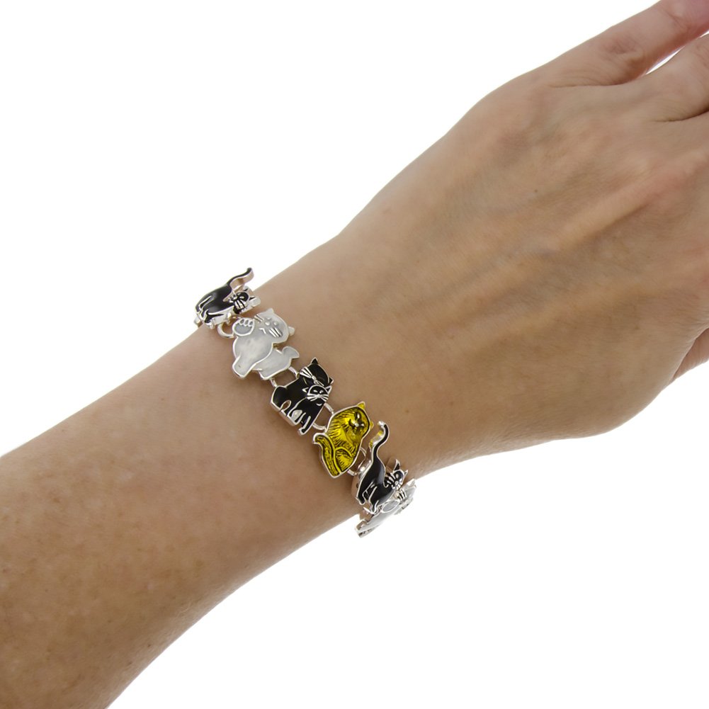 PammyJ Cat Bracelet Brown White and Black Cats