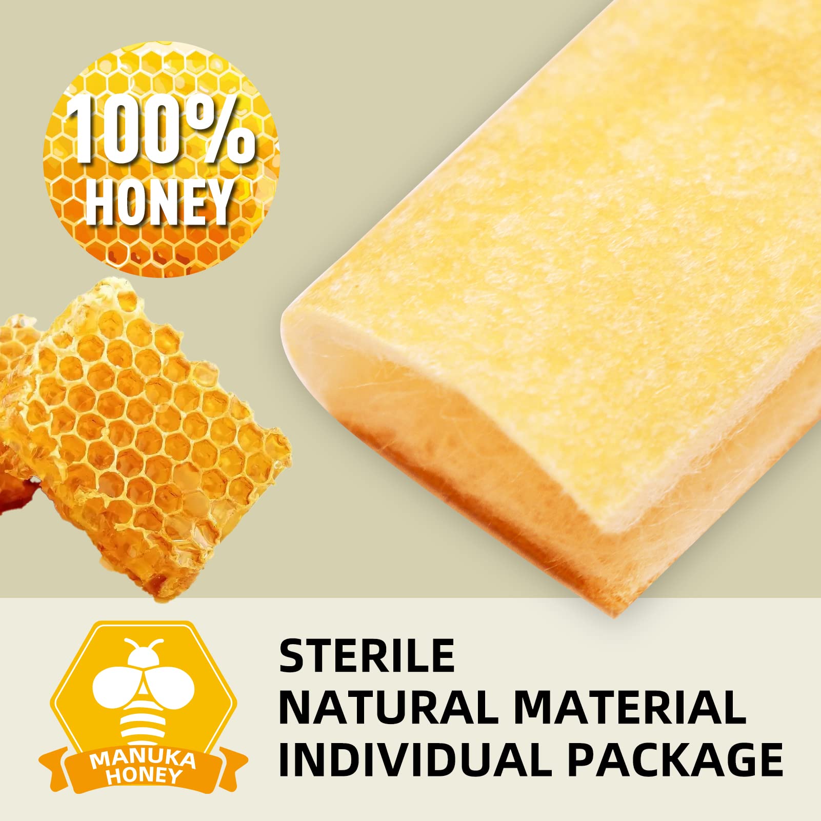 Polynew Manuka Honey Calcium Alginate Dressing, 12 Individual Pack, 2"x2" Patches, Honey Wound Dressing with Calcium Alginate, Manuka Honey Wound Care Bandages for Burns, Faster Wound Care