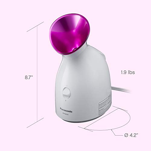 Panasonic Nano Ionic Compact Design with One-Touch Operation Facial Steamer with Ultra-Fine Steam - Spa Like Face Steaming At Home to Moisturize and Deeply Cleanse Skin, White / Pink