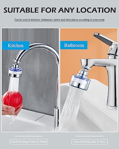 Sink Water Filter, 360° Rotating Bathroom Sink Filter, Kitchen Bathroom Universal Sink Water Filter Faucet-Removes Chlorine Fluoride Heavy Metals