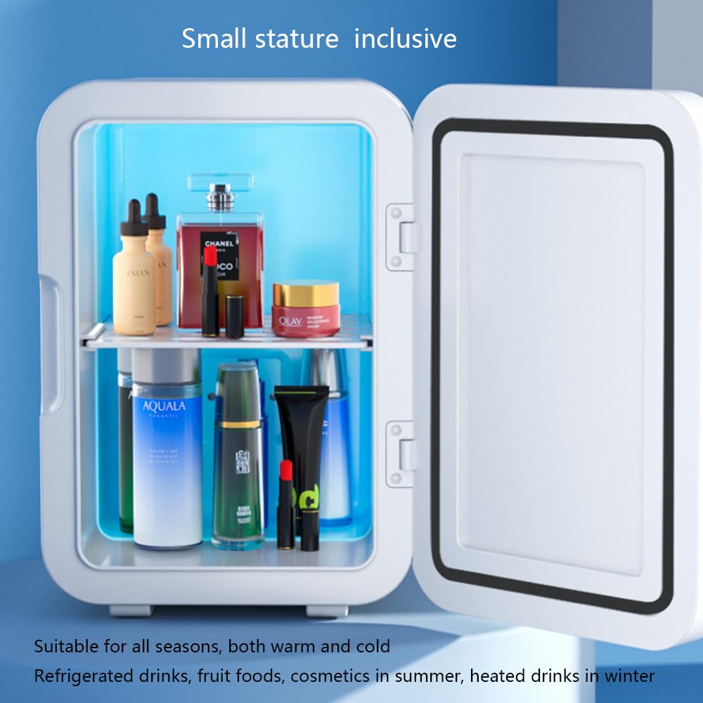 QINGDONGDZA Luxury Mini Fridge Cooler 6 Litre / 8 Cans Skincare Mini Fridge for Bedroom - Car, Office Desk & Dorm Room,12v AC/DC & Exclusive USB Option,Small Portable Fridge,Red
