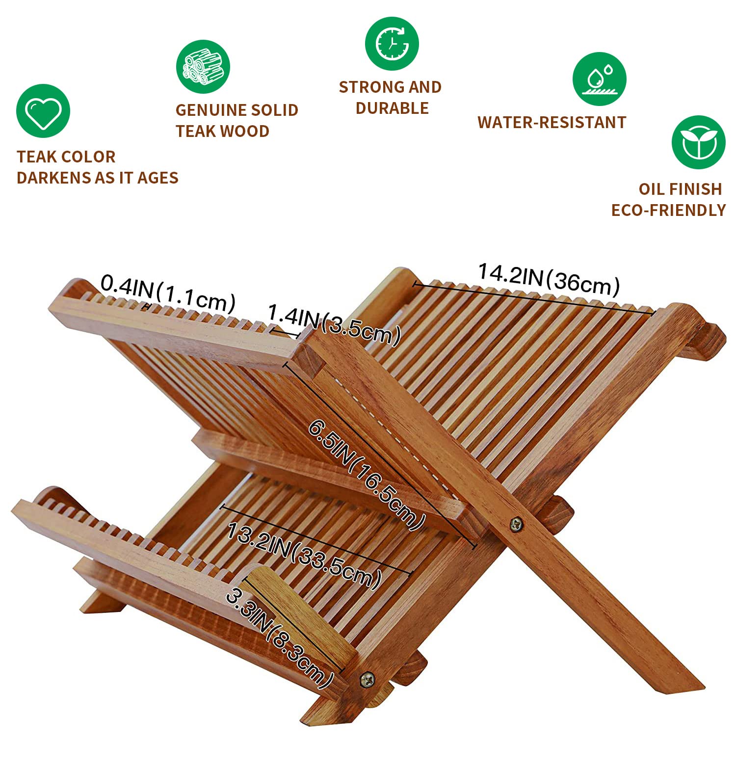 Utoplike Teak Collapsible 2 Tier Rack Dish Drying Rack and 2 Tier Standing Shower Organizer Caddy Corner with Handle