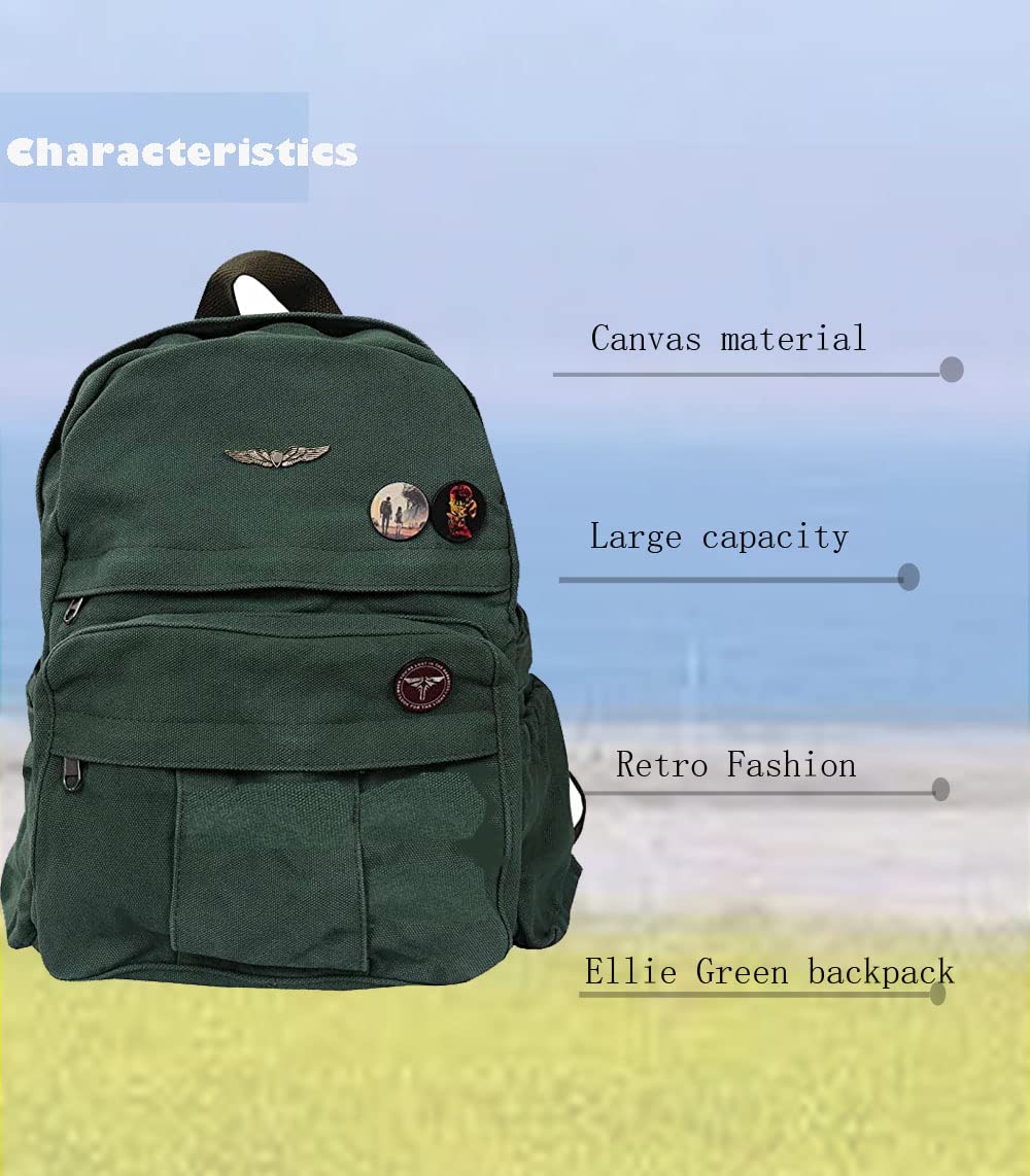 SOBOUR Ellie Backpack The Last Ellie Williams Cosplay Bag Joel Miller Backpack Vintage Casual Canvas Rucksack Laptop Travel Bag