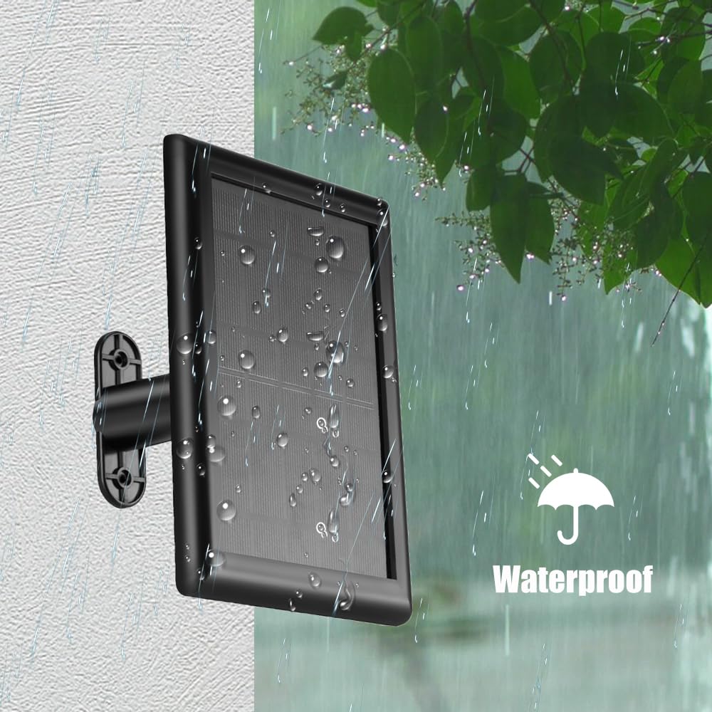 Solar Panel Compatible with Ring Stick Up Camera Battery/Ring Spotlight Cam Battery/Reolink Argus Pro,Includes 3.5mm Plug with USB & Type-C Adapter,5v/2.4W Output Fast Charging