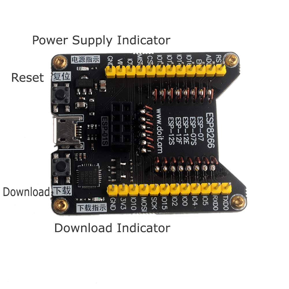 Stemedu ESP8266 ESP-12F ESP-07S ESP-12S Burning Fixture Development Board Test Board Flash Downloader + ESP8266 ESP-F Serial Wireless WiFi Transmission Module (Pack of 5pcs)