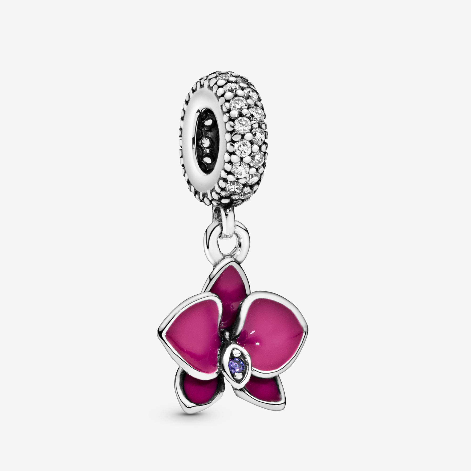 Pandora Jewelry Purple Orchid Cubic Zirconia Charm in Sterling Silver
