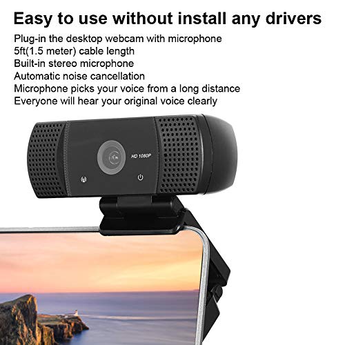 Zyyini Bindpo Mini Webcam with Stereo Microphone, USB2.0M HD 1080P Web Camera for PC Computer Laptop, Plug and Play, Streaming Webcam for SkypeZoomYouTubeWeChat (Black)