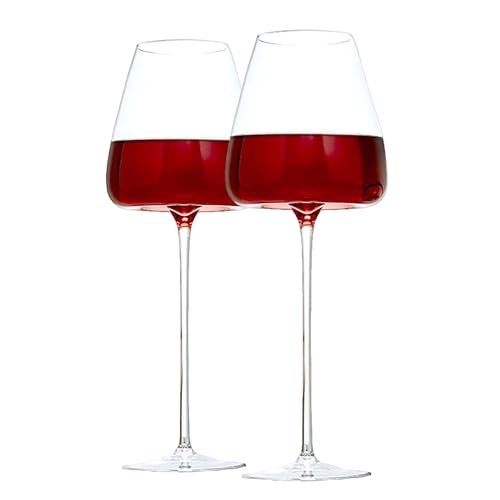 Sommelier´s Touch Elegant Crystal Wine Glass Set of 2. 20 oz, Artisan Crafted, Thin Rim, Long Stem - Versatile for Red, White, and Specialty Wines - Wine Lovers Gift.