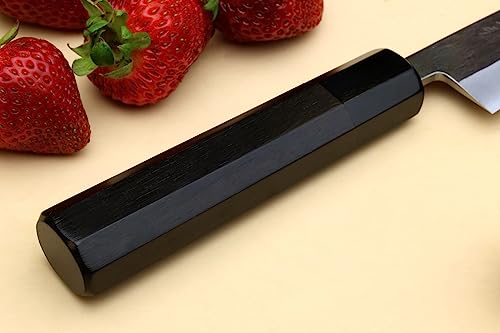 Yoshihiro Kurouchi Black-Forged Blue Steel Stainless Clad Petty Utility Knife Ebony Handle (5.3'' (135mm) & No Saya)