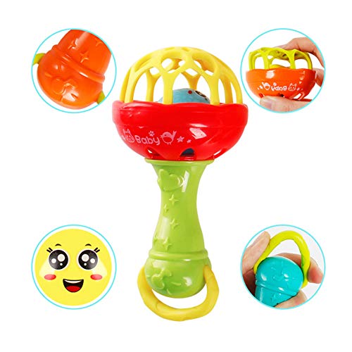 Rattle Toy for 0-1 Year Old Baby,Intelligence Grasping Gums Hand Bell Sound Funny Birthday Gift - Random Color