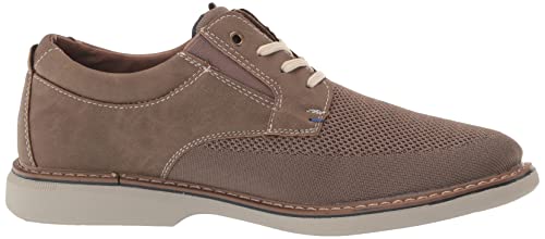 Nunn Bush Men's Otto Plain Toe Knit Oxford Lace Up with Lightweight Sole, Taupe, 12 Wide