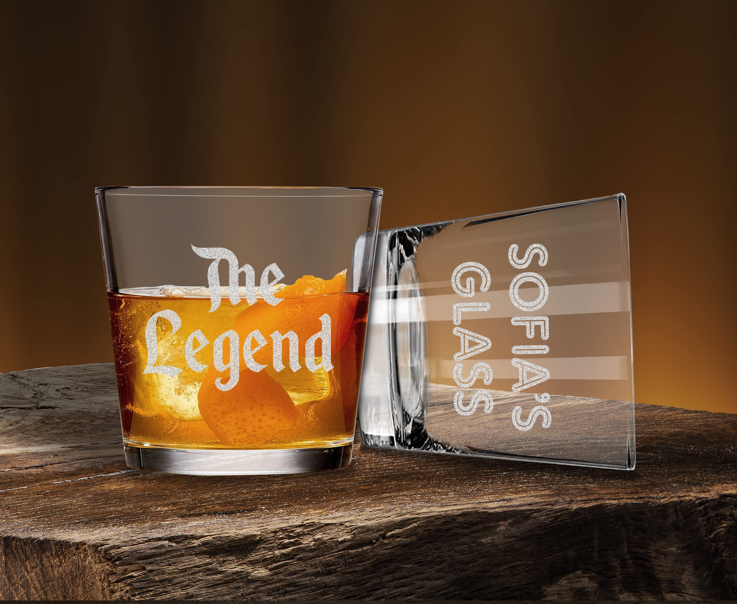 TEEAMORE Personalized Rocks Old Fashioned Cocktail Glass Add Your Text Etched Whiskey Glasses Gift Customization 9oz