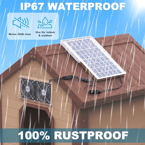 SOLPERK Solar Fan for Greenhouse, 10W Solar Powered Fan for Chicken Coop, Waterproof Solar Exhaust Fan for Shed with 11.8ft/3.6m Cable